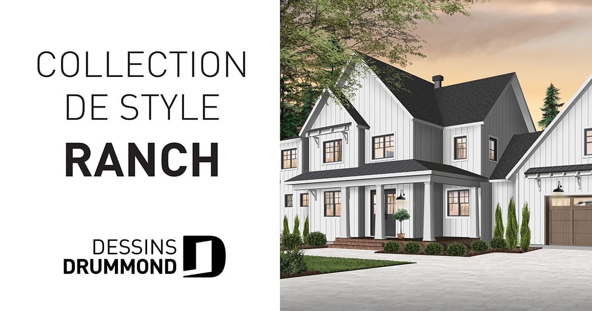 Modèle de maison style ranch américain - Plans Dessins Drummond